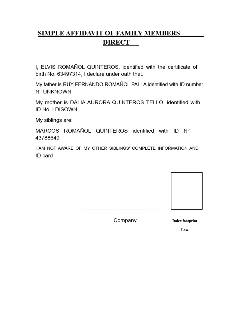 Affidavit of Direct Relatives | PDF