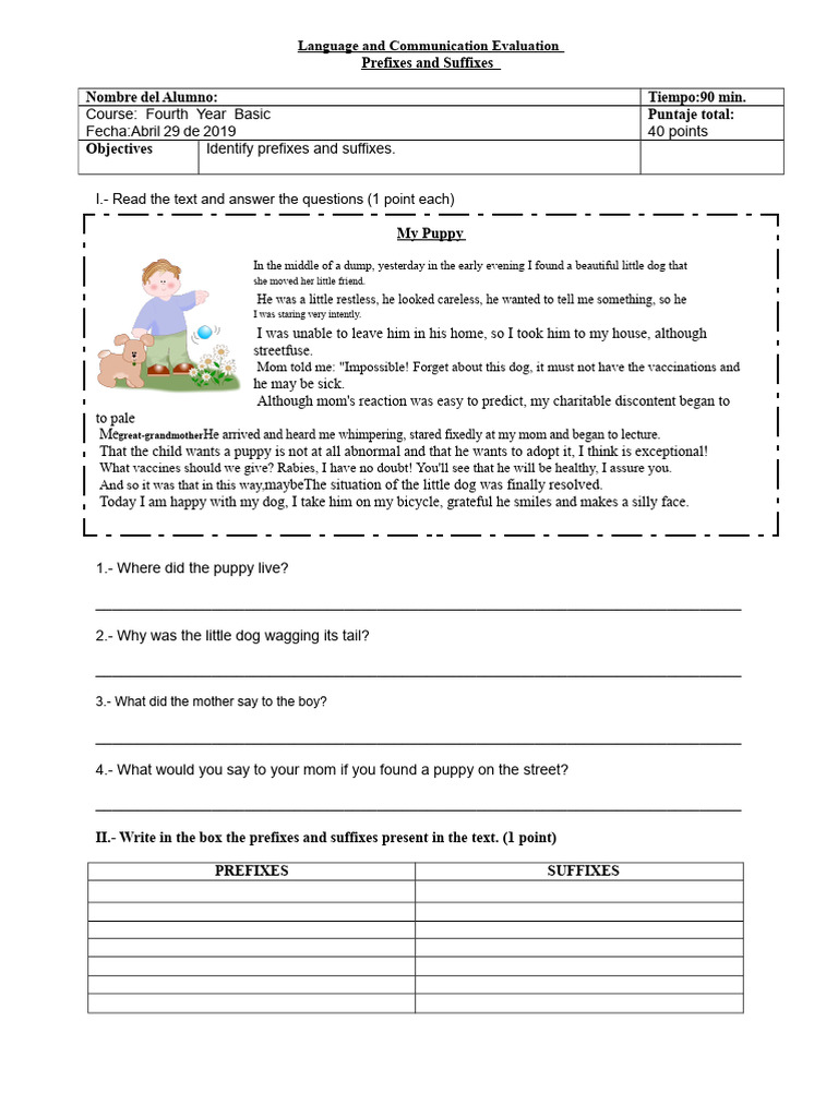 Language Evaluation: Prefixes & Suffixes | PDF | Linguistics