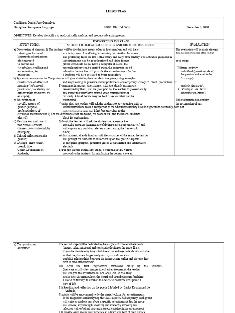 Analyzing Advertising Texts in Class | PDF | Lesson Plan | Advertising
