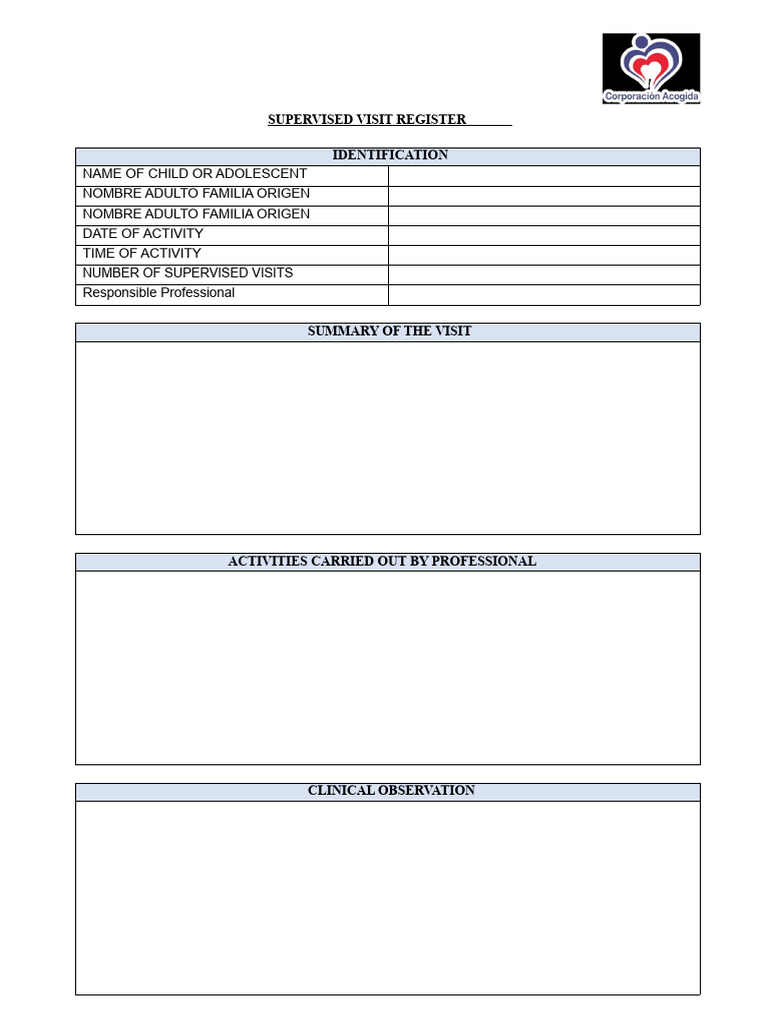 SUPERVISED VISIT RECORD | PDF