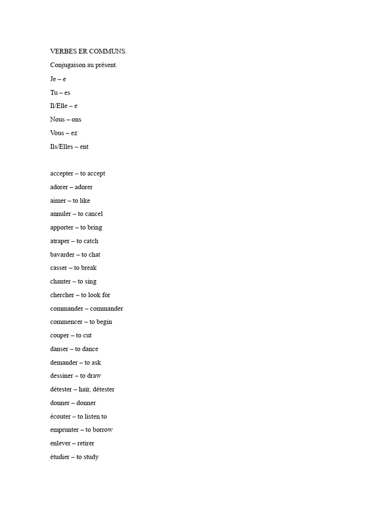 Conjugaison des verbes français courants | PDF | Grammaire | Sémantique