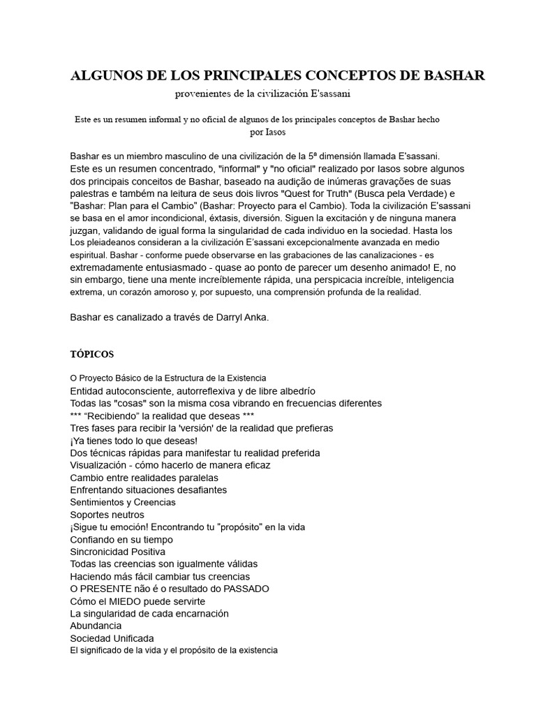 Algunos de Los Conceptos de Bashar | PDF | Realidad | Experiencia