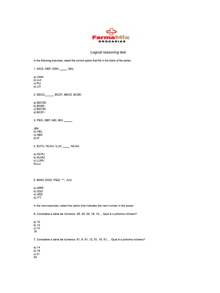 Logical reasoning test | PDF