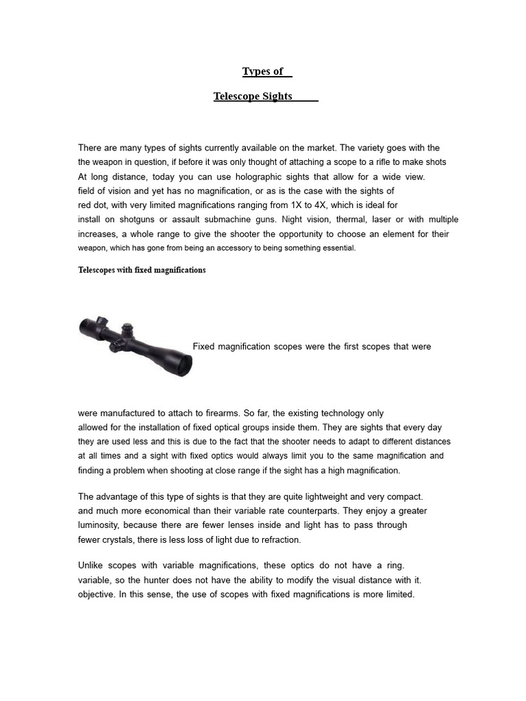 Types of Telescopic Sights | PDF | Telescopic Sight | Light