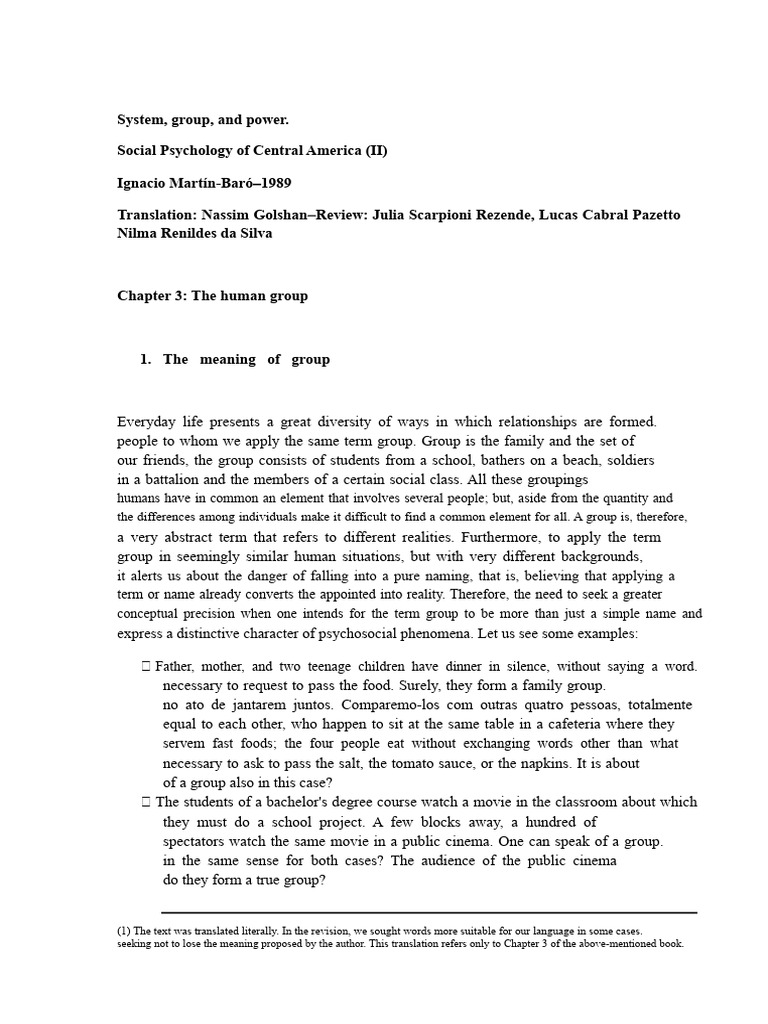 The Human Group - Martin Baró - Translated Into Portuguese | PDF ...