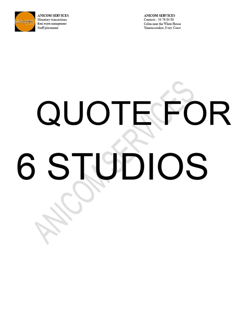 Quote For 6 Studios | PDF