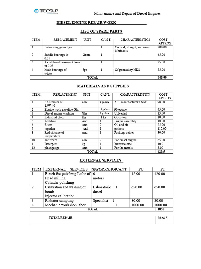 Diesel Engine Maintenance & Repair Guide | PDF | Bearing (Mechanical ...