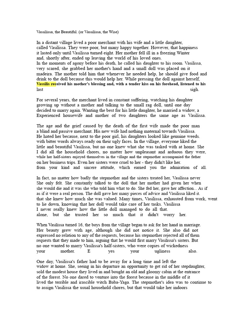 Vassilissa The Beautiful - Russia | PDF