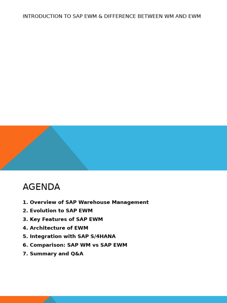 SAP EWM vs WM: Key Differences Explained | PDF | Warehouse | Supply ...