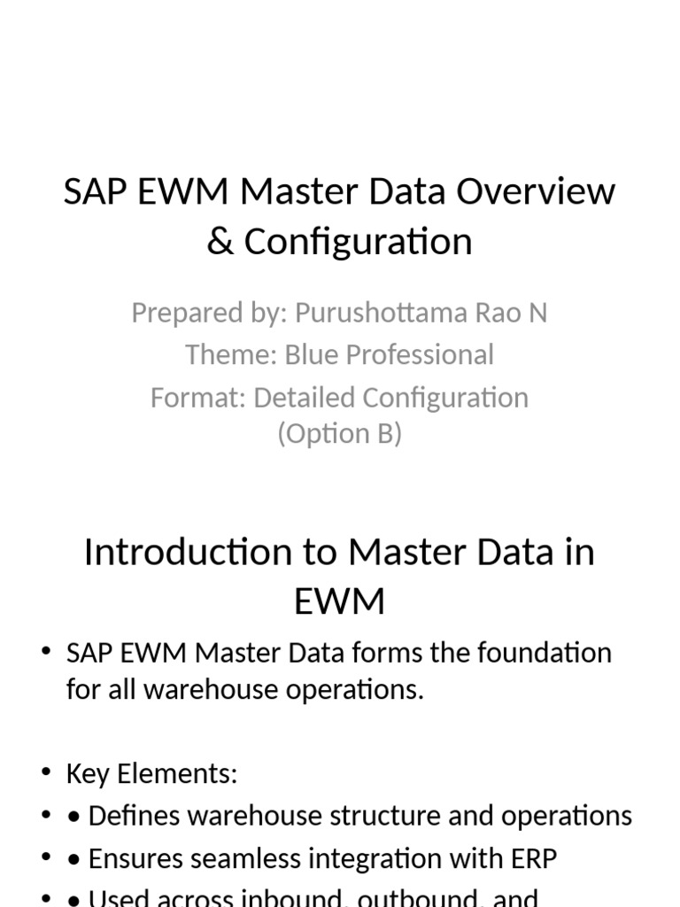 SAP EWM Master Data Configuration Guide | PDF | Warehouse | Enterprise ...
