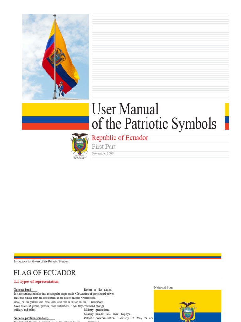 Ecuador Patriotic Symbols User Manual | PDF | Flag | National Symbols