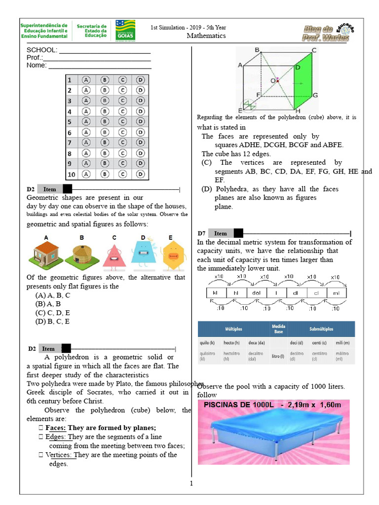 1st Simulation 2019 - (Math 5th Year) (1) | PDF | Shape | Convex Geometry