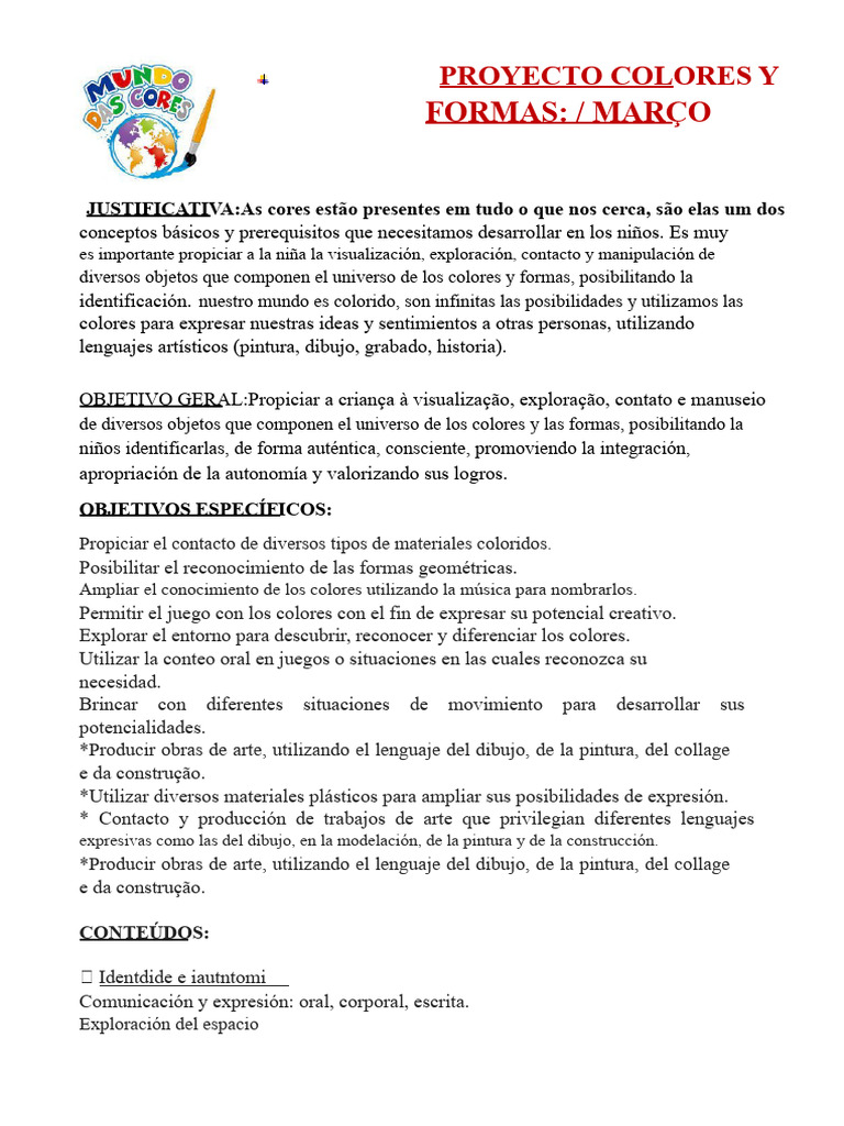 Proyecto Colores y Formas | PDF | Pinturas | Dibujo