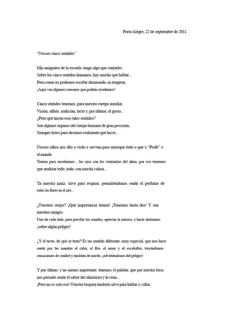 Poema 5 Sentidos | PDF
