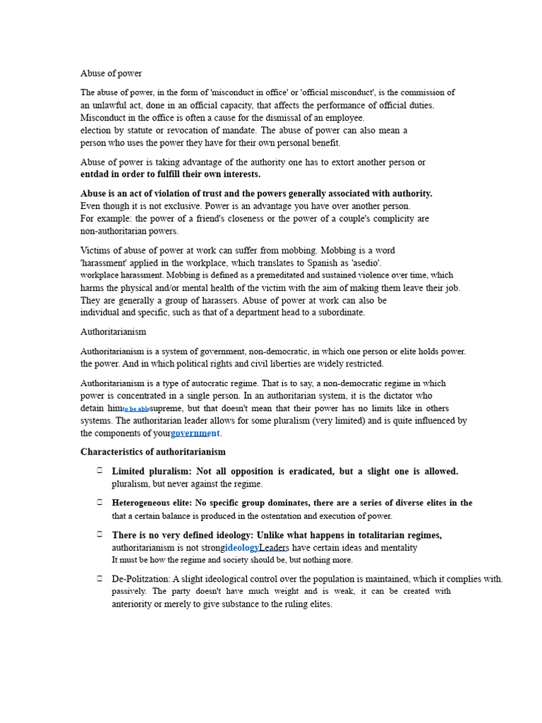 Abuse of power authoritarianism machismo discrimination | PDF ...