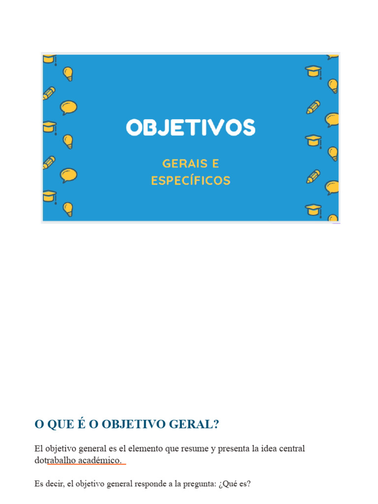 Objetivos Generales y Específicos en Investigación | PDF