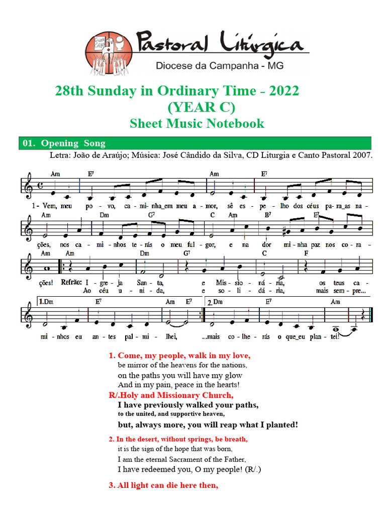 sheet music common time 28th Sunday year C 10-09-2022 | PDF | Mercy ...