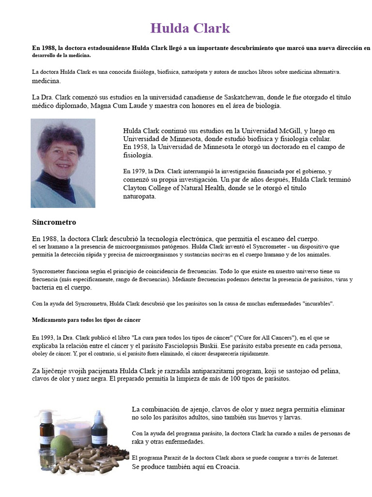 Hulda Clark: Innovaciones en Medicina Alternativa | PDF | Fisiología ...