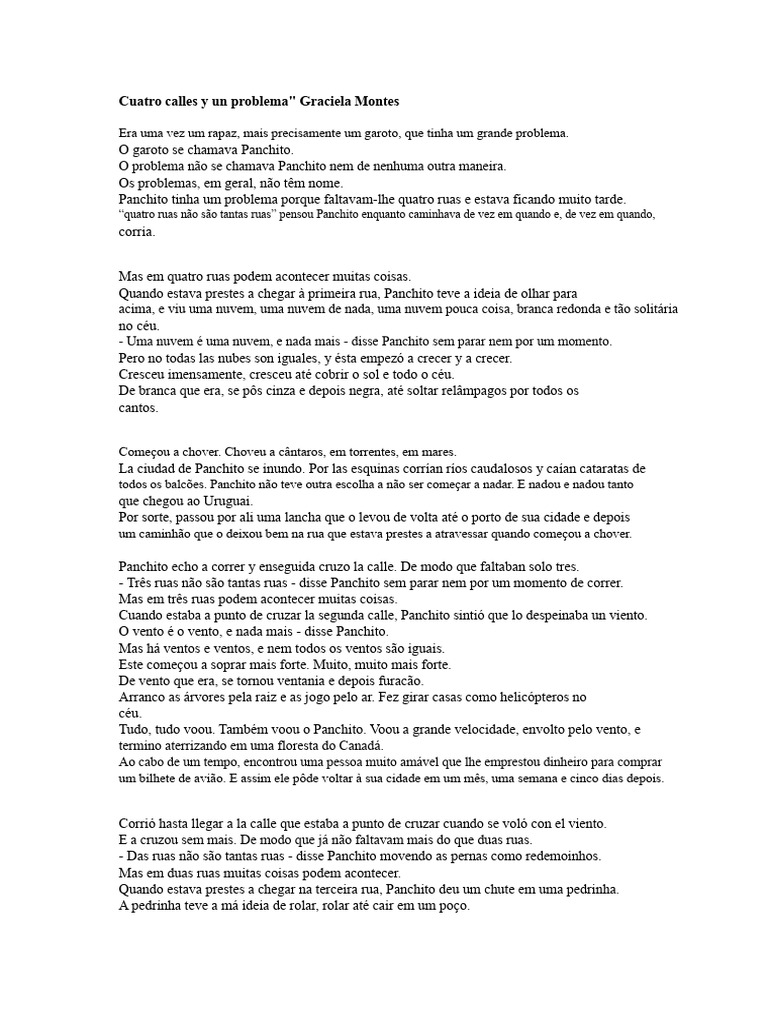 Quatro ruas e um problema.docx | PDF | Gatos | Ferimento