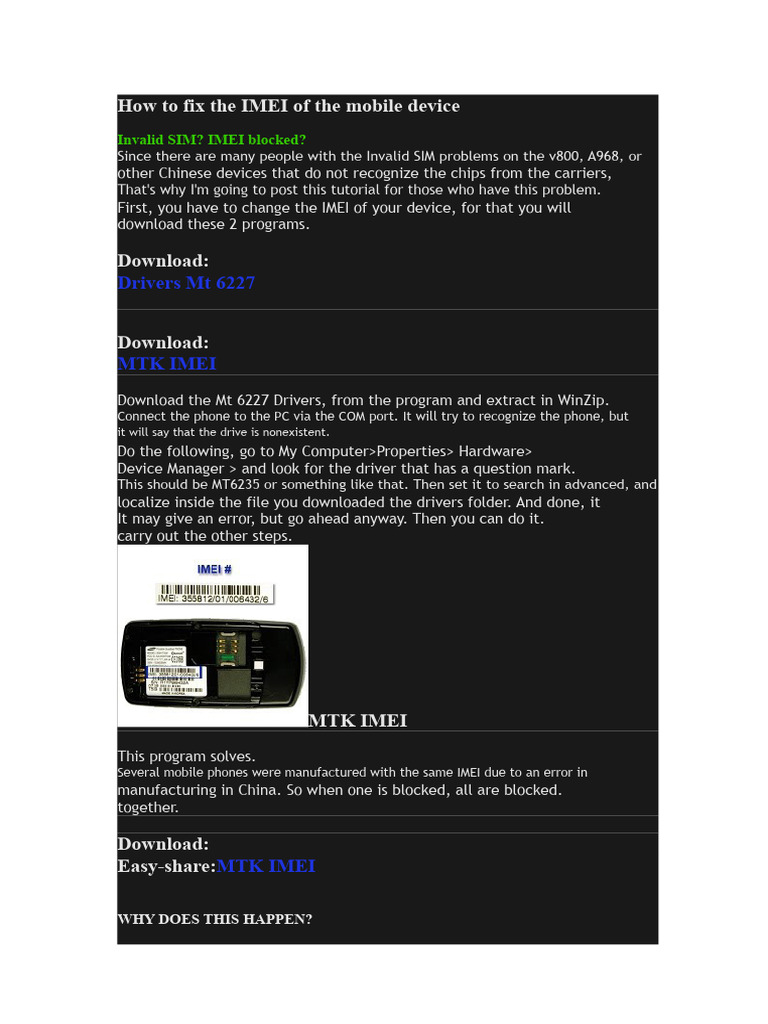 How To Fix The IMEI of A Mobile Device | PDF | Software | Computer ...