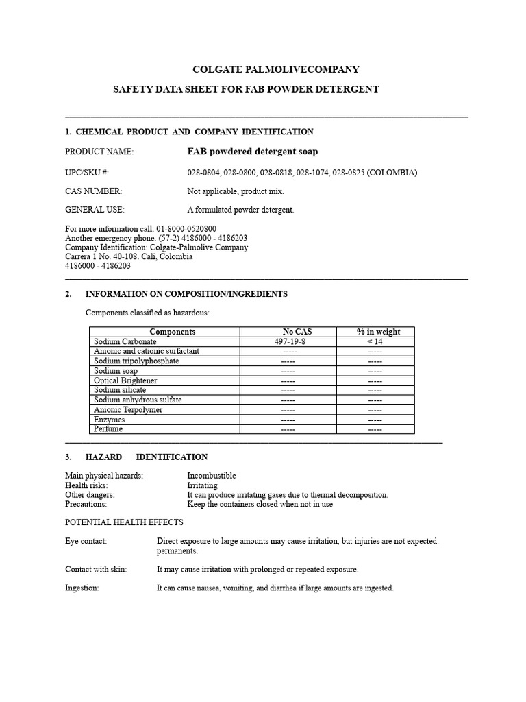 FAB POWDER DETERGENT | PDF | Chemical Substances | Materials