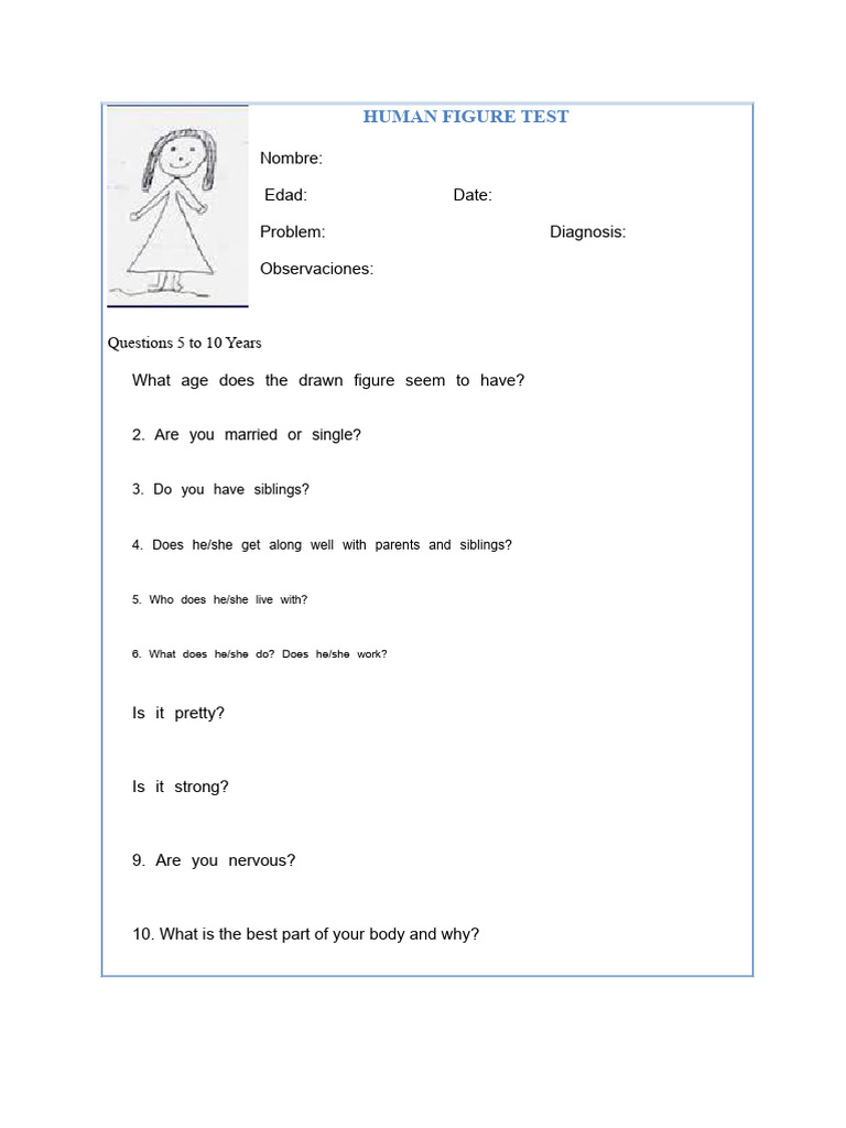 human figure questions | PDF | Psychological Concepts | Behavioural ...