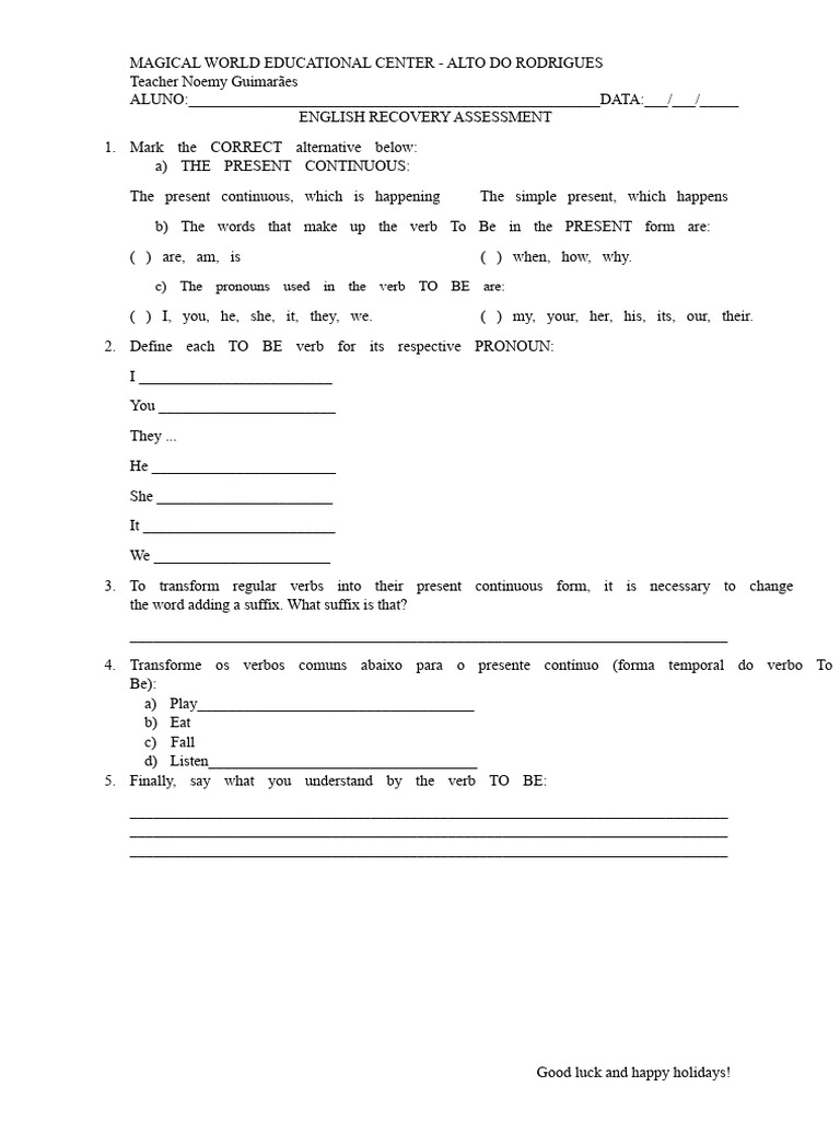 ENGLISH RECOVERY ASSESSMENT.docx | PDF