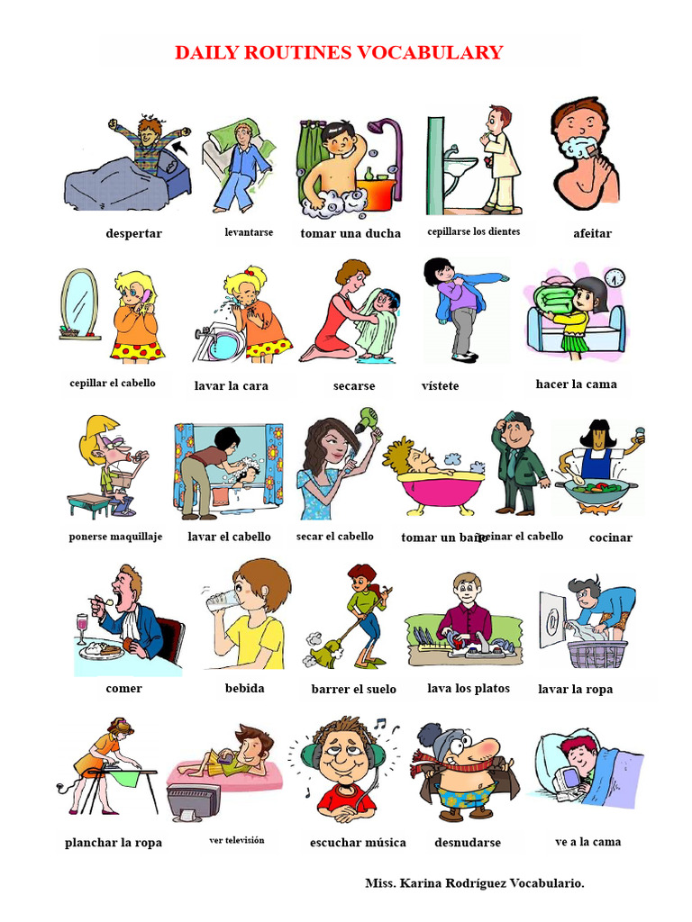 Vocabulario de Rutinas Diarias | PDF