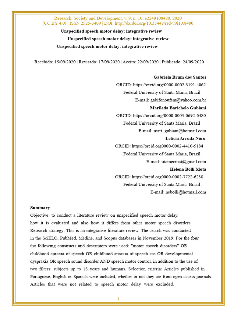 Unspecified speech motor delay | PDF | Speech | Pub Med