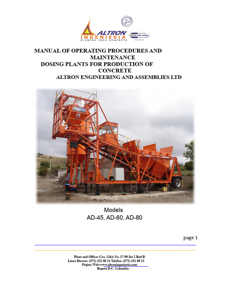Plant Ad45 - Ad60 - Ad 80 Maintenance Manual | PDF | Pump | Mechanical ...