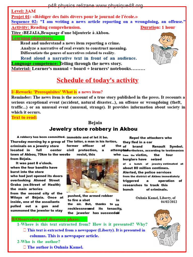 Understanding of Written Text P01 S02 3AM 2012-2013 | PDF | Robbery | Theft