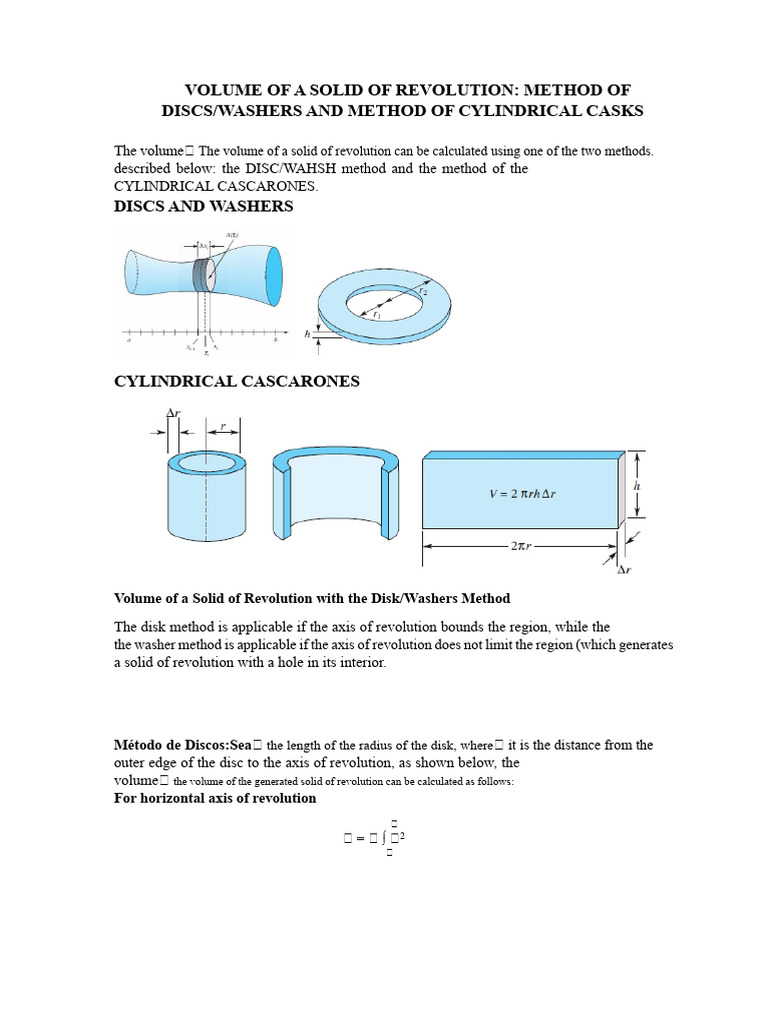 Volume of Solids of Revolution Methods | PDF | Rotation | Elementary ...
