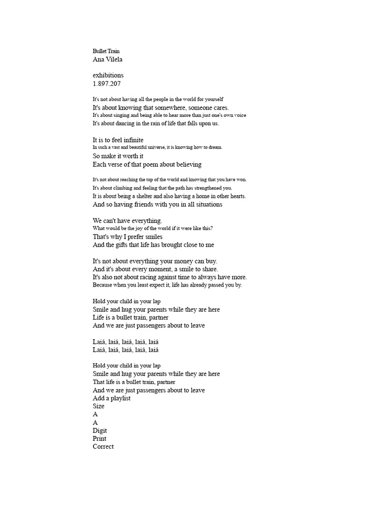 Life Lessons from "Bullet Train" Poem | PDF
