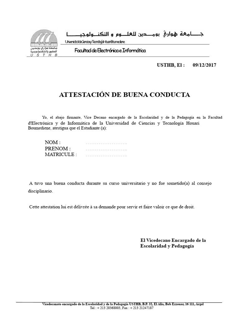 Certificado de Buena Conducta | PDF
