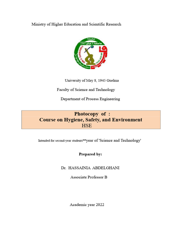 HSE Course Overview for Process Engineering | PDF | Occupational Safety ...