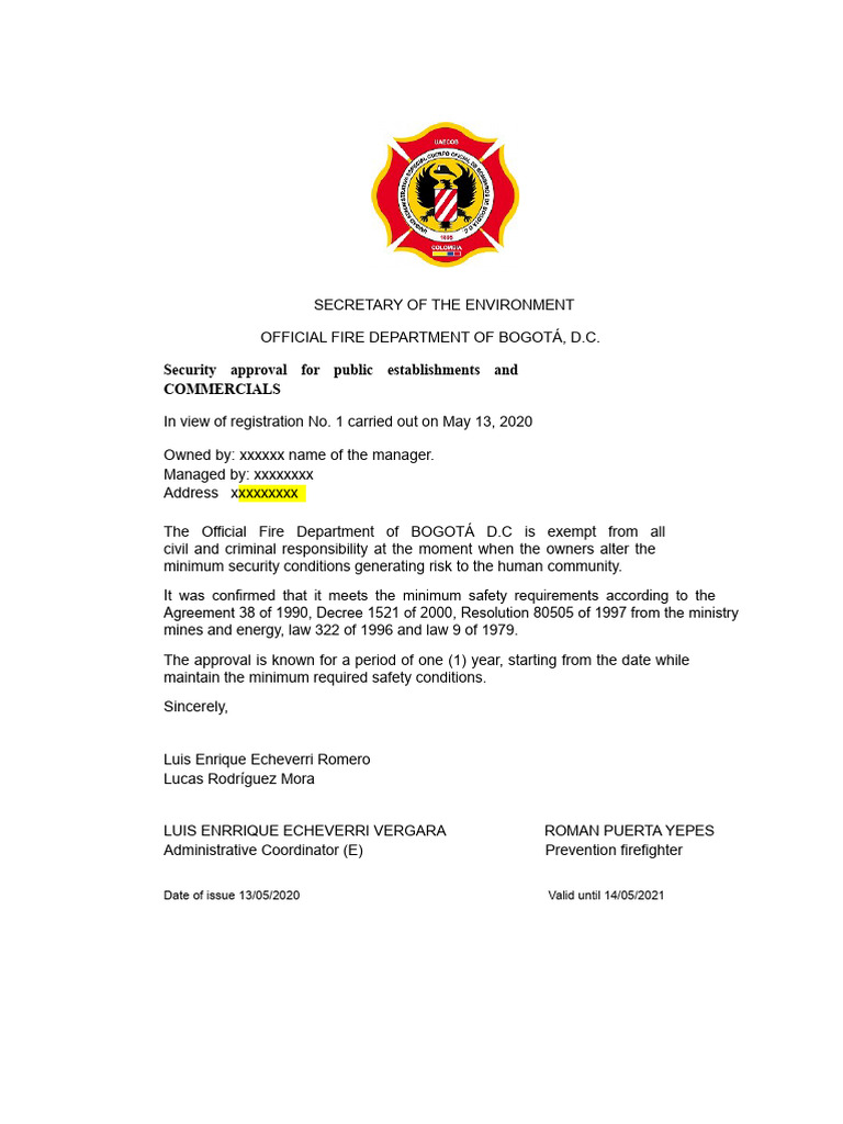 Permit Application Form For Establishment in Firefighters | PDF