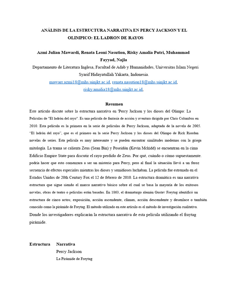Estructura Narrativa en Percy Jackson | PDF