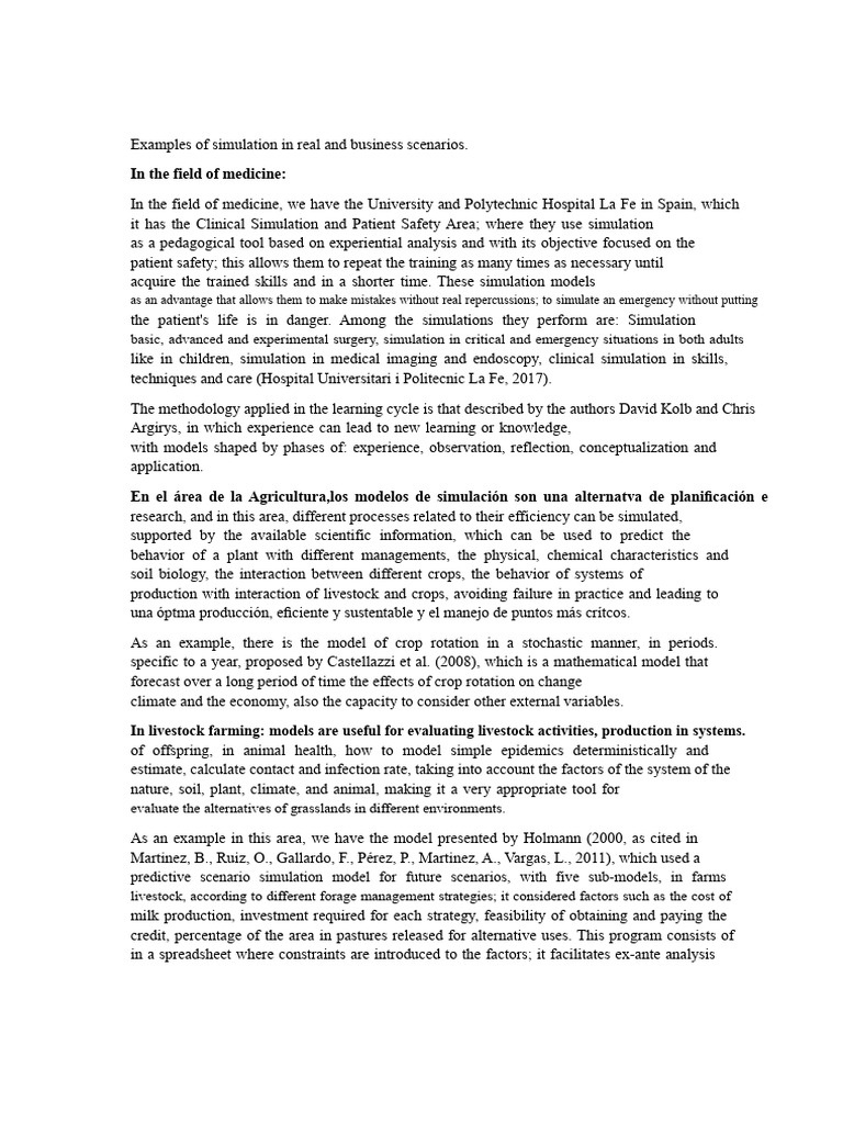 Examples of Simulation in Real and Business Scenarios | PDF ...