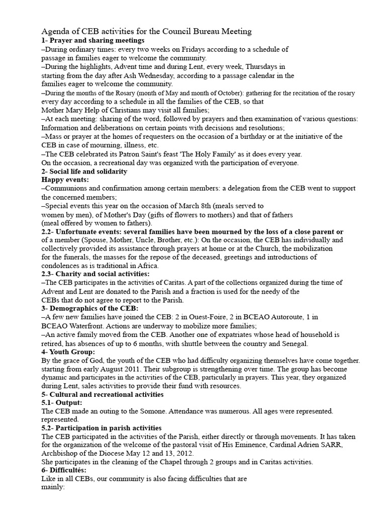 Activity Report of the CEB for the Council Office Meeting | PDF ...