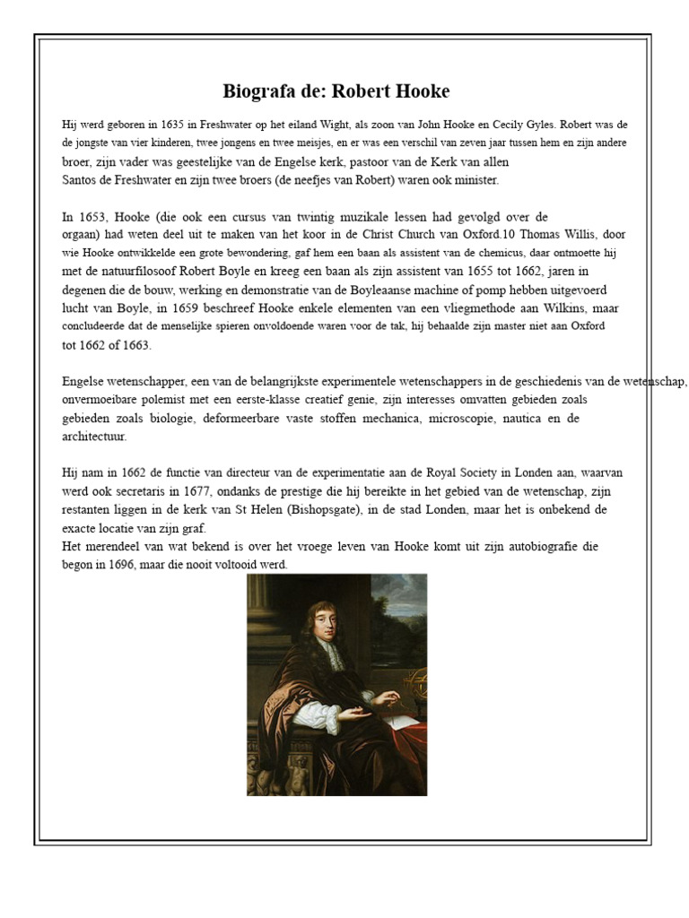 Biografie Van Robert Hooke | PDF