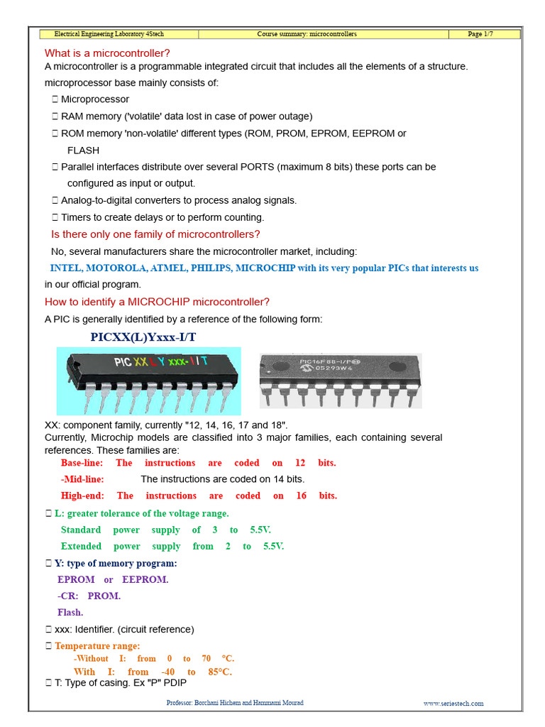 Microcontroller Basics and PIC Overview | PDF | Microcontroller | Read ...