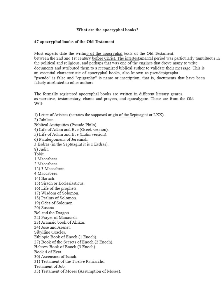 Understanding Apocryphal Books Explained | PDF | Bible | Septuagint