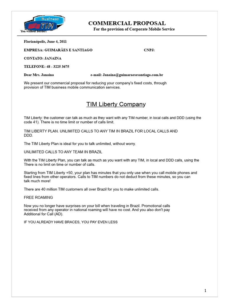 Corporate Mobile Service Proposal | PDF | Roaming | Telecommunications