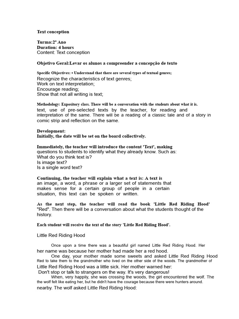 Lesson Plan, | PDF | Little Red Riding Hood | Genre