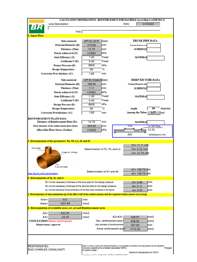 Reinforcement Calculation - According To ASME B31.3 | PDF | Pipe (Fluid ...