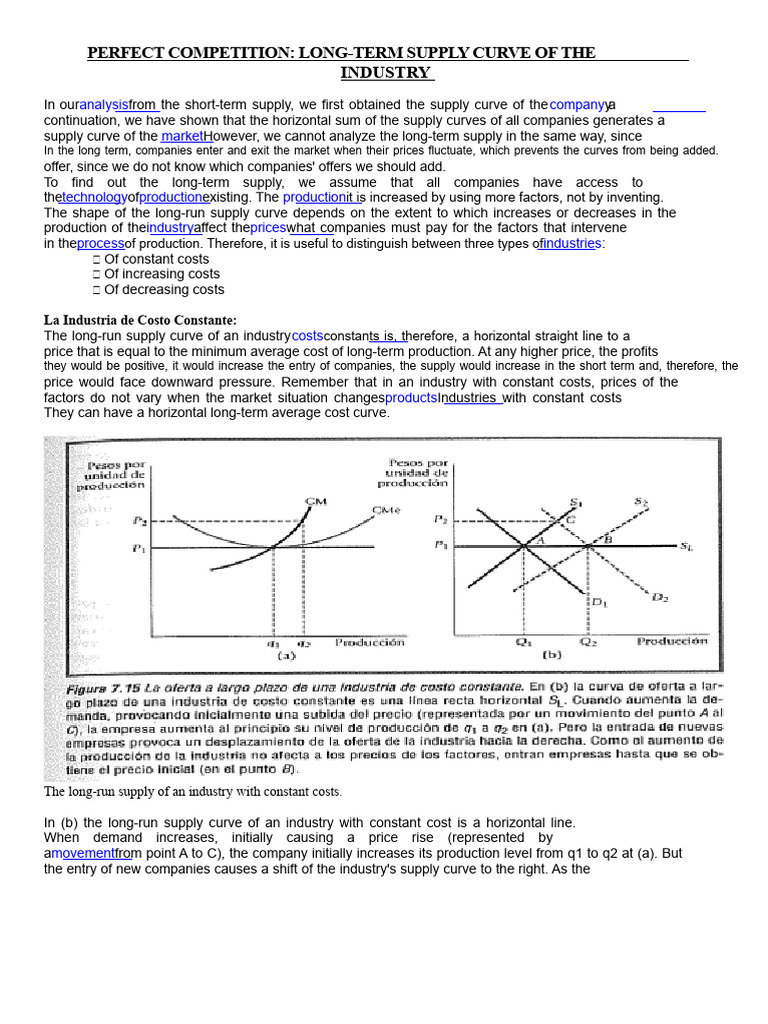 Perfect Competition - Long-Run Supply Curve of The Industry | PDF ...