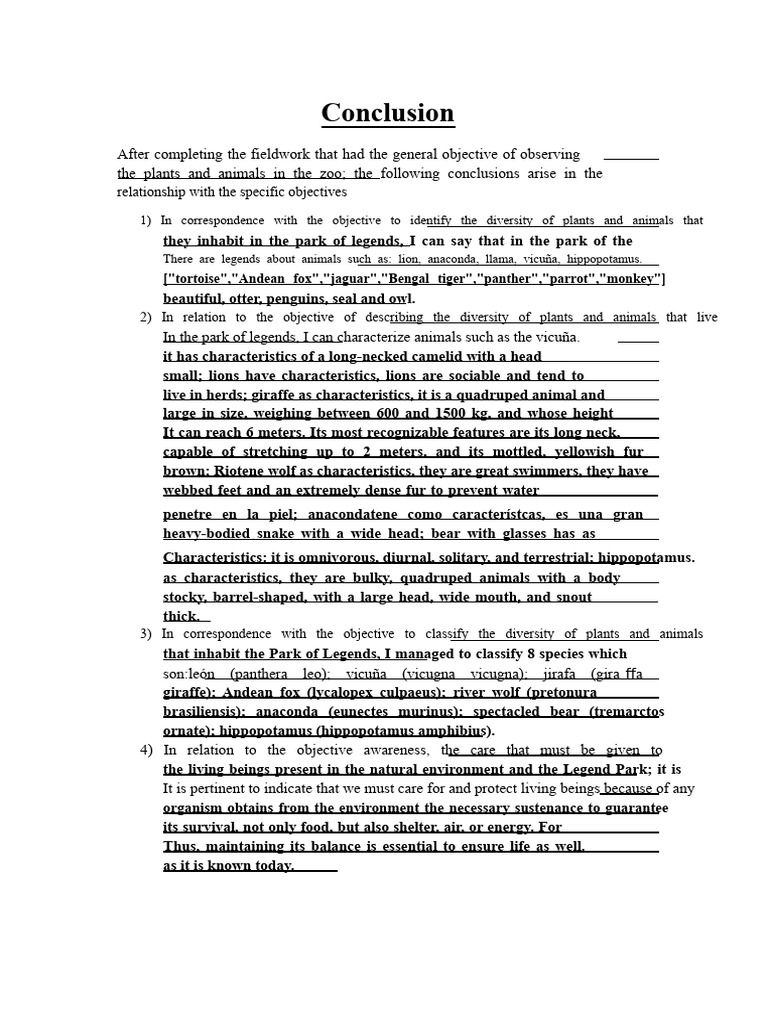 Conclusion | PDF | Zoology