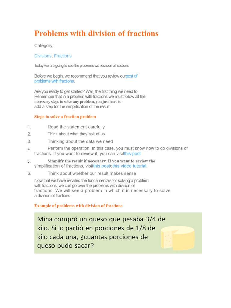 Problems with division of fractions | PDF