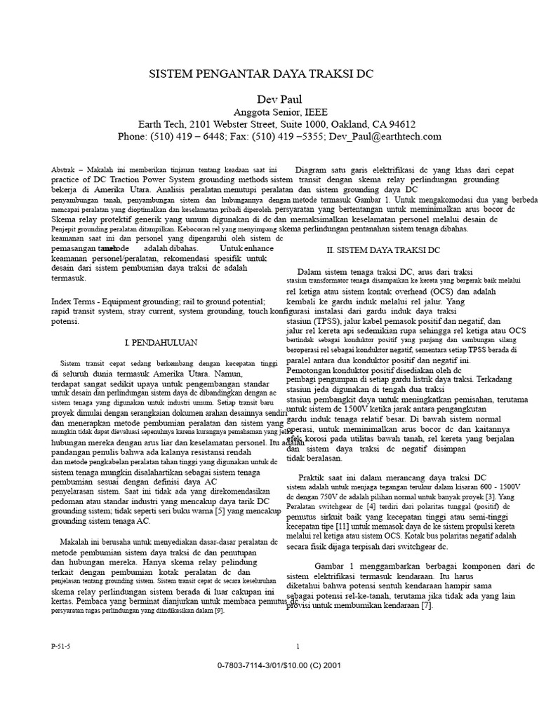 Metode Grounding Sistem Daya Traction DC | PDF