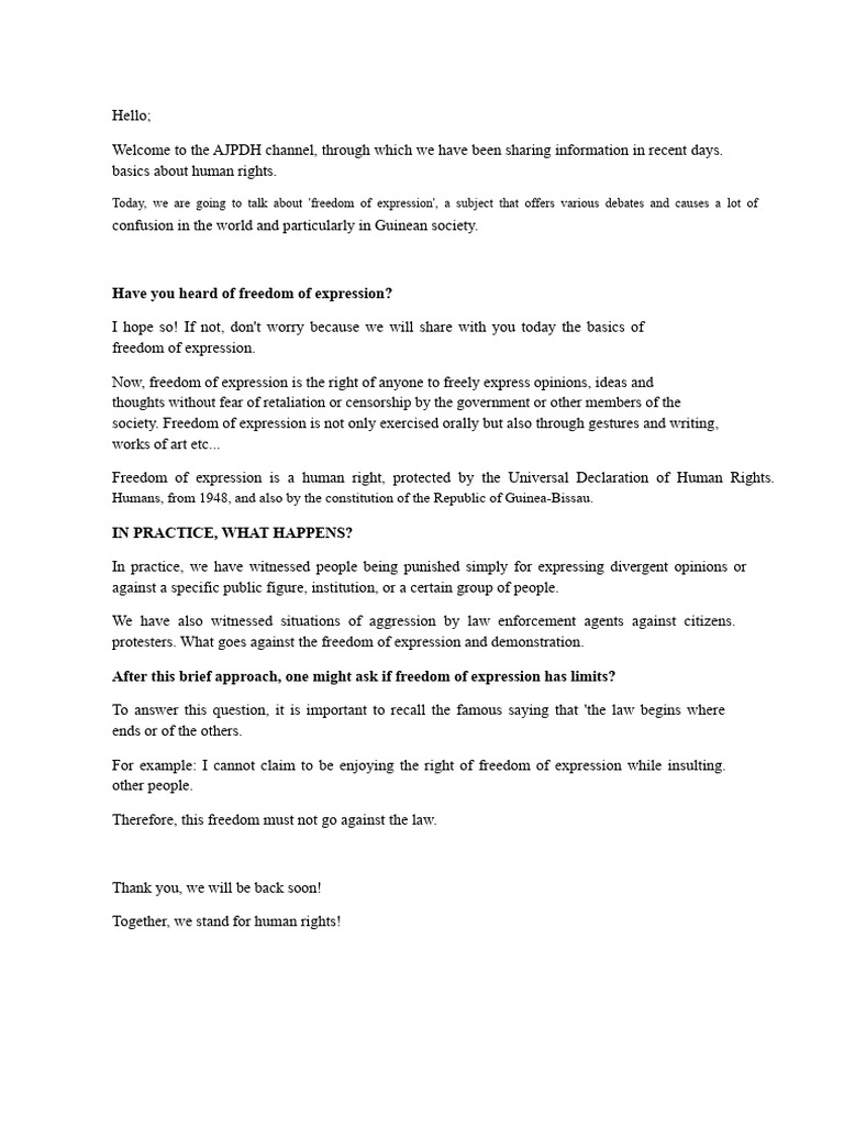 Text about freedom of expression | PDF